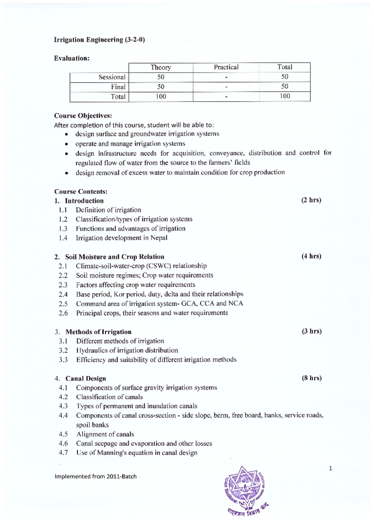 BE Civil 6th Semester Syllabus Pokhara University - Civil Engineering ...