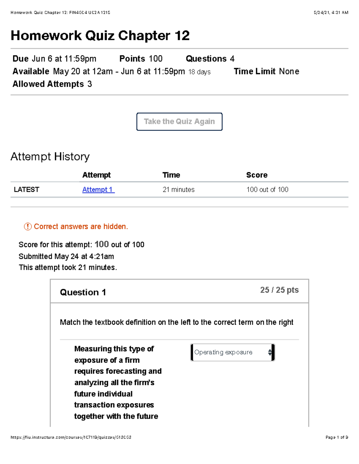 Homework Quiz Chapter 12: FIN4604 U02A 1215 - Homework Quiz Chapter 12 ...