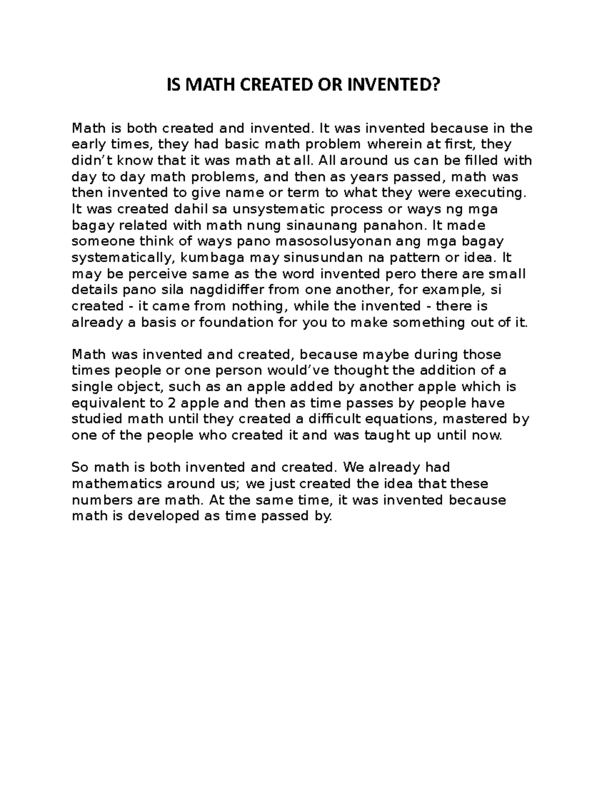 IS MATH Created OR Invented IS MATH CREATED OR INVENTED Math Is Both