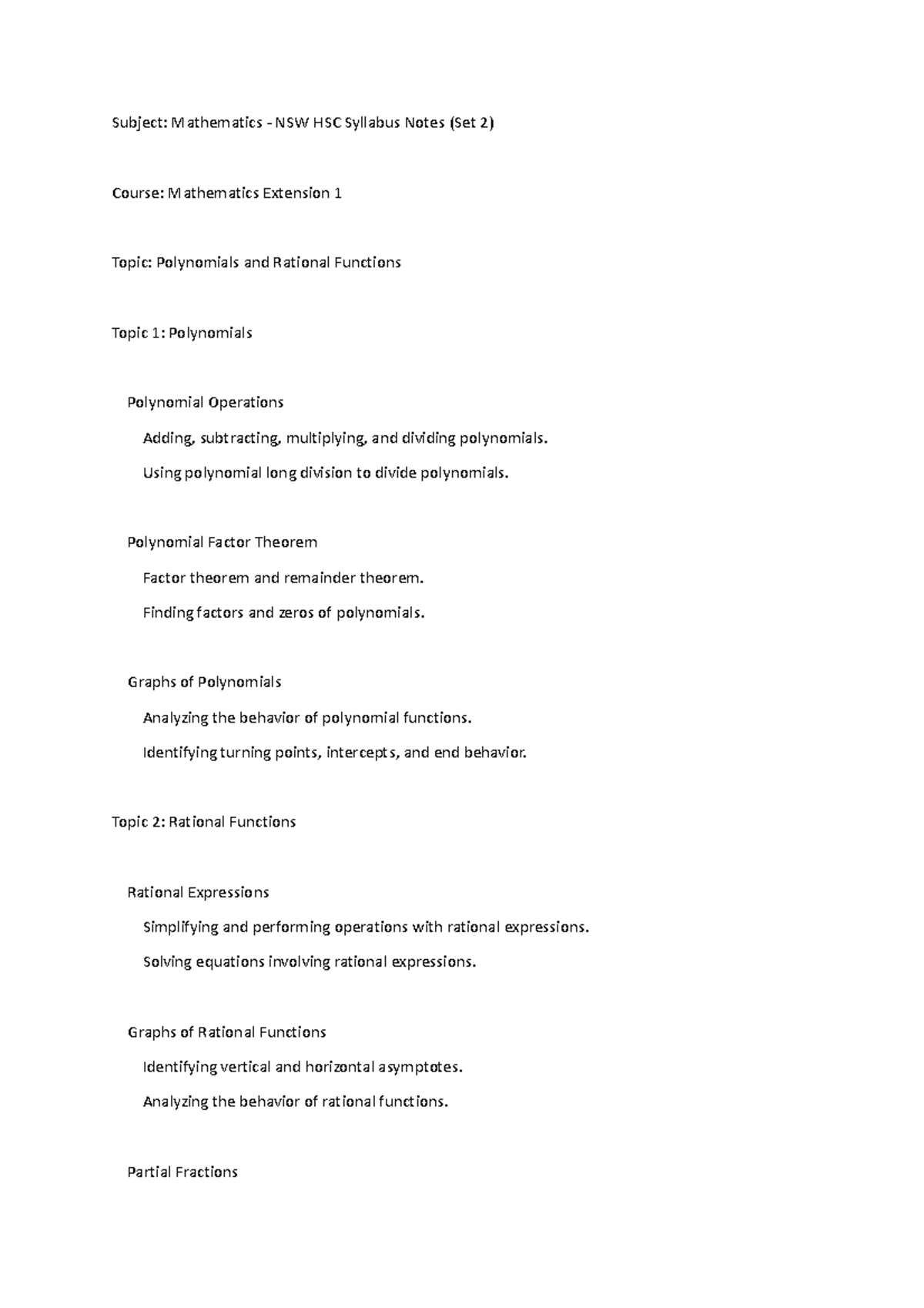 EXT 1, 2 MATH - Stock notes, nothing fancy - Subject: Mathematics - NSW ...