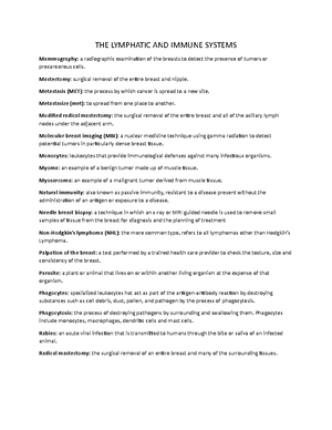 1 - THE LYMPHATIC AND IMMUNE SYSTEMS Acquired immunity: obtained by ...