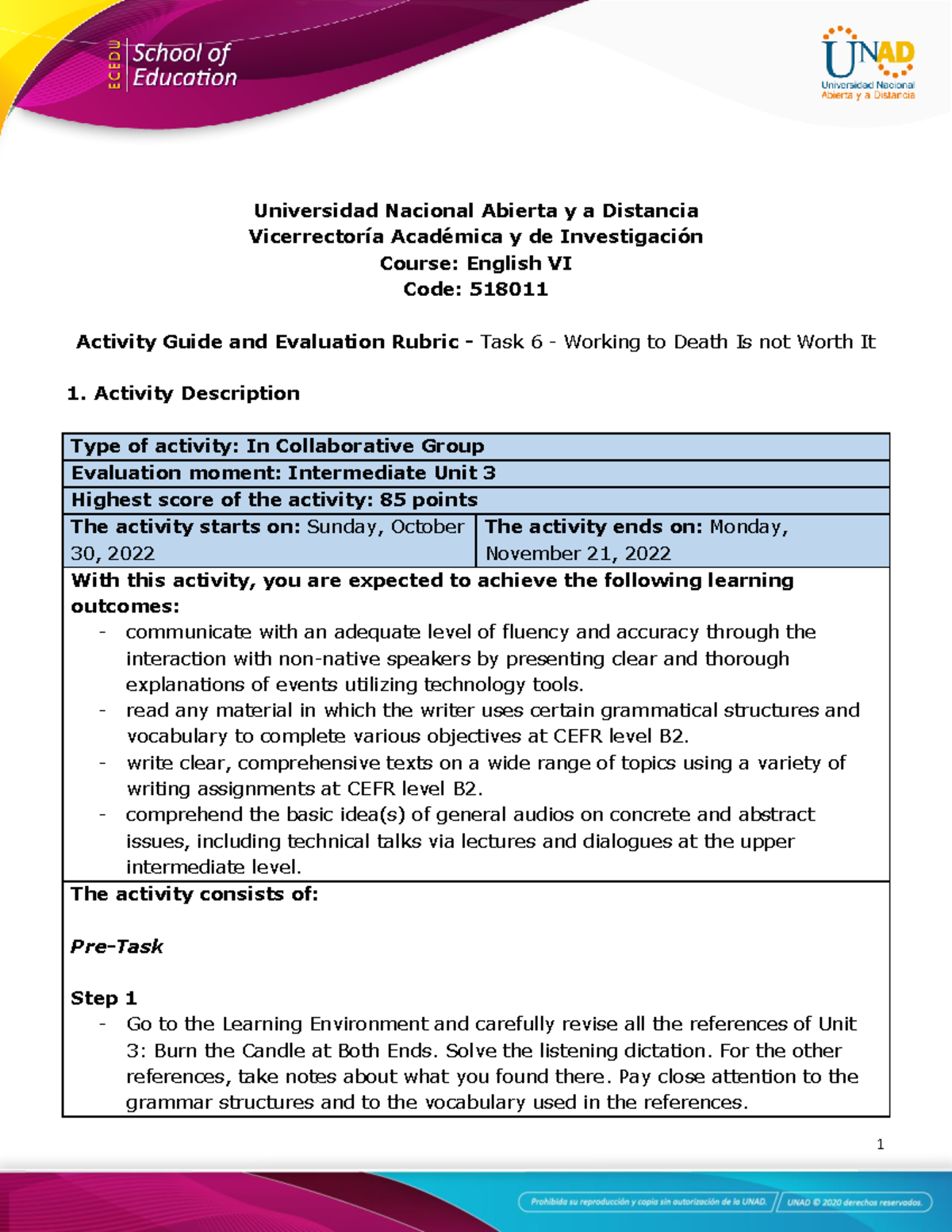 Activity Guide and Evaluation Rubric - Task 6 - Working to Death Is not ...
