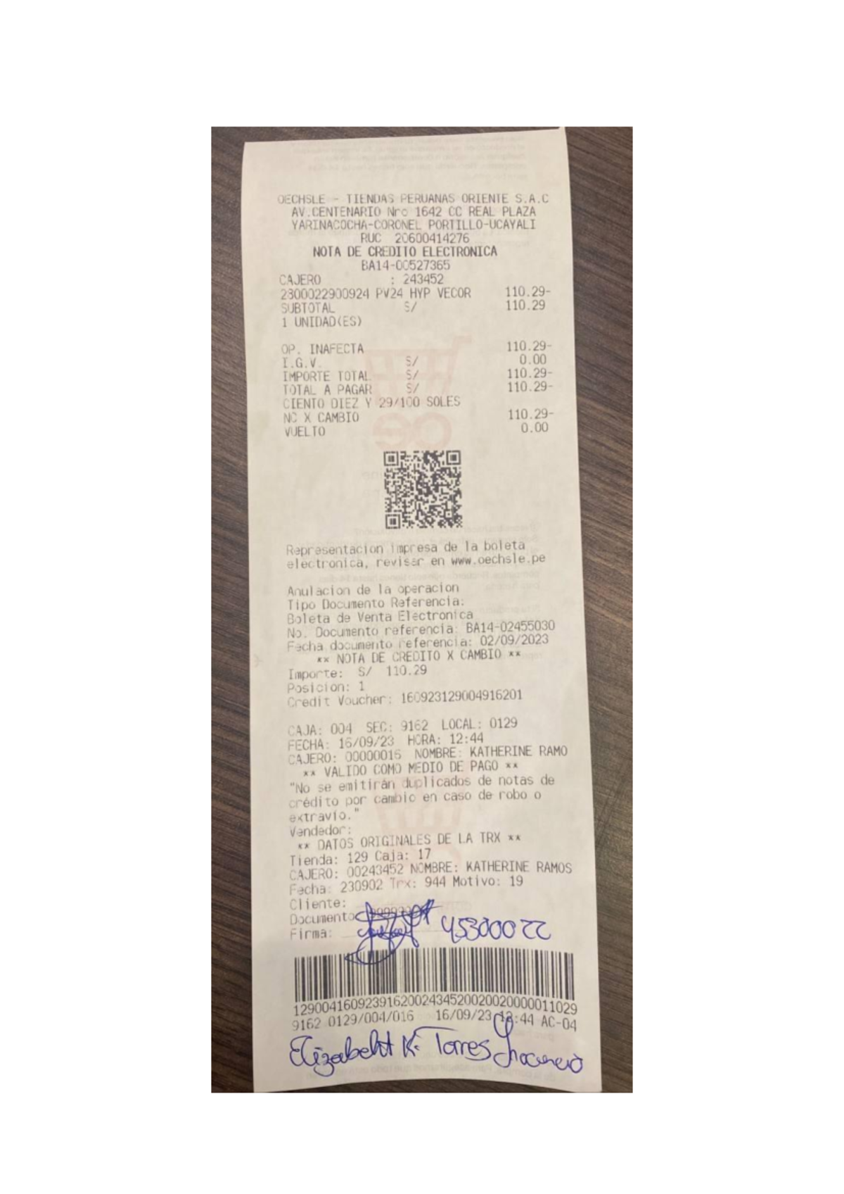 Devolucion - INFORMACIÓN RELEVANTE - OECHSLE TIENDAS PERUANAS ORIENTE S.A AV Nro 1642 CC REAL ...