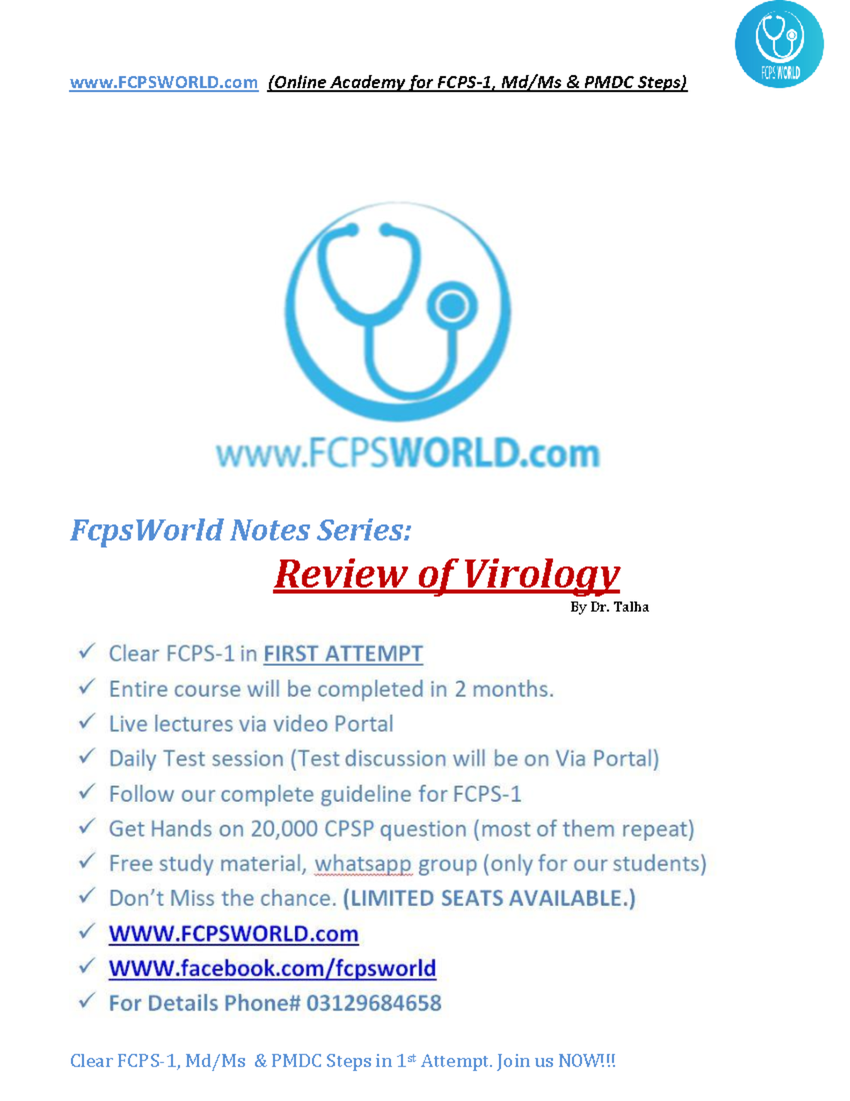 Virology notes-updated - FCPSWORLD (Online Academy for FCPS-1, Md/Ms ...
