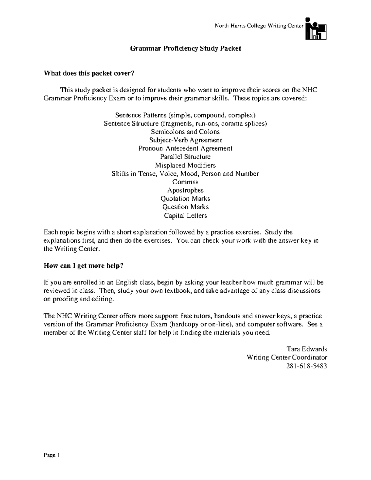 Answers to the Study Packet - Grammar Proficiency Study Packet What ...