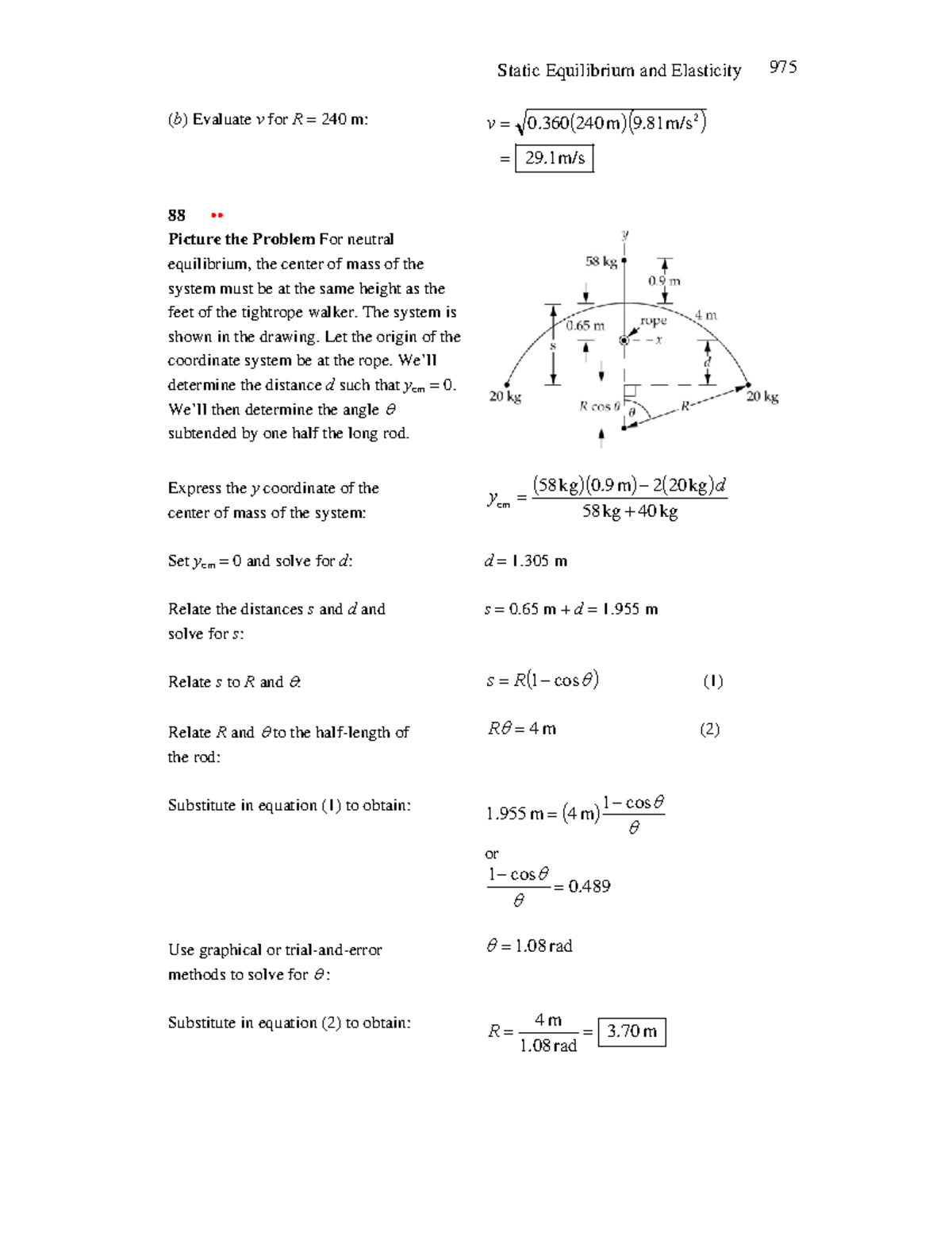 Physics Material - Static Equilibrium and Elasticity 975 (b) Evaluate v for R = 240 m: ( )( ) 29 ...