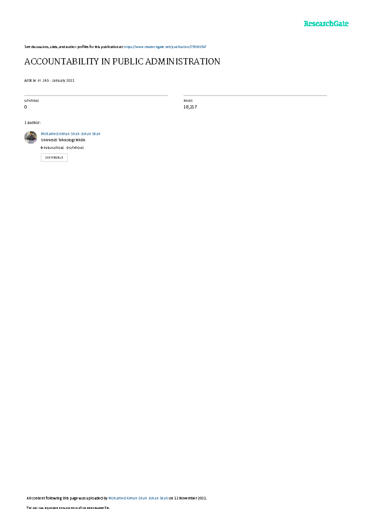 Accountabilityinpublicadministrationseminarpaper - See discussions ...