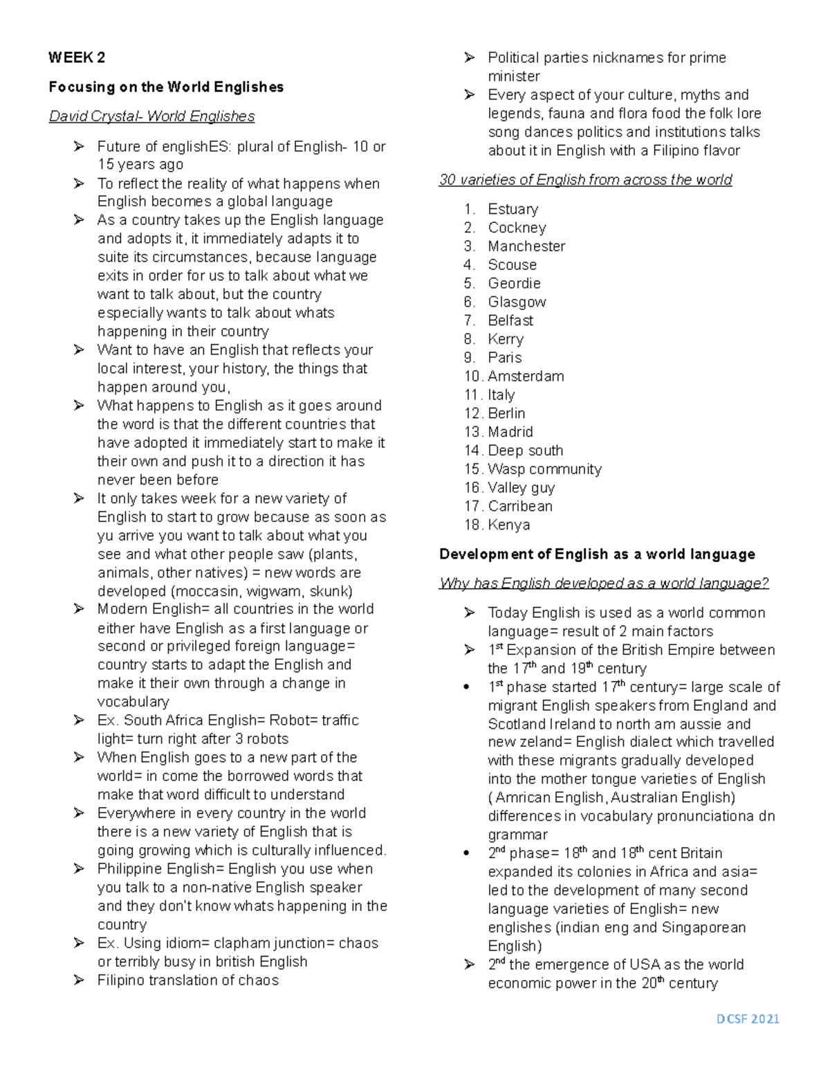 World Englishes and Other video - WEEK 2 Focusing on the World ...