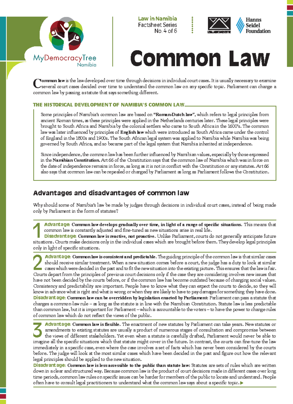 Law 4-Common Law - Law in Namibia Factsheet Series No. 4 of 6 Common ...