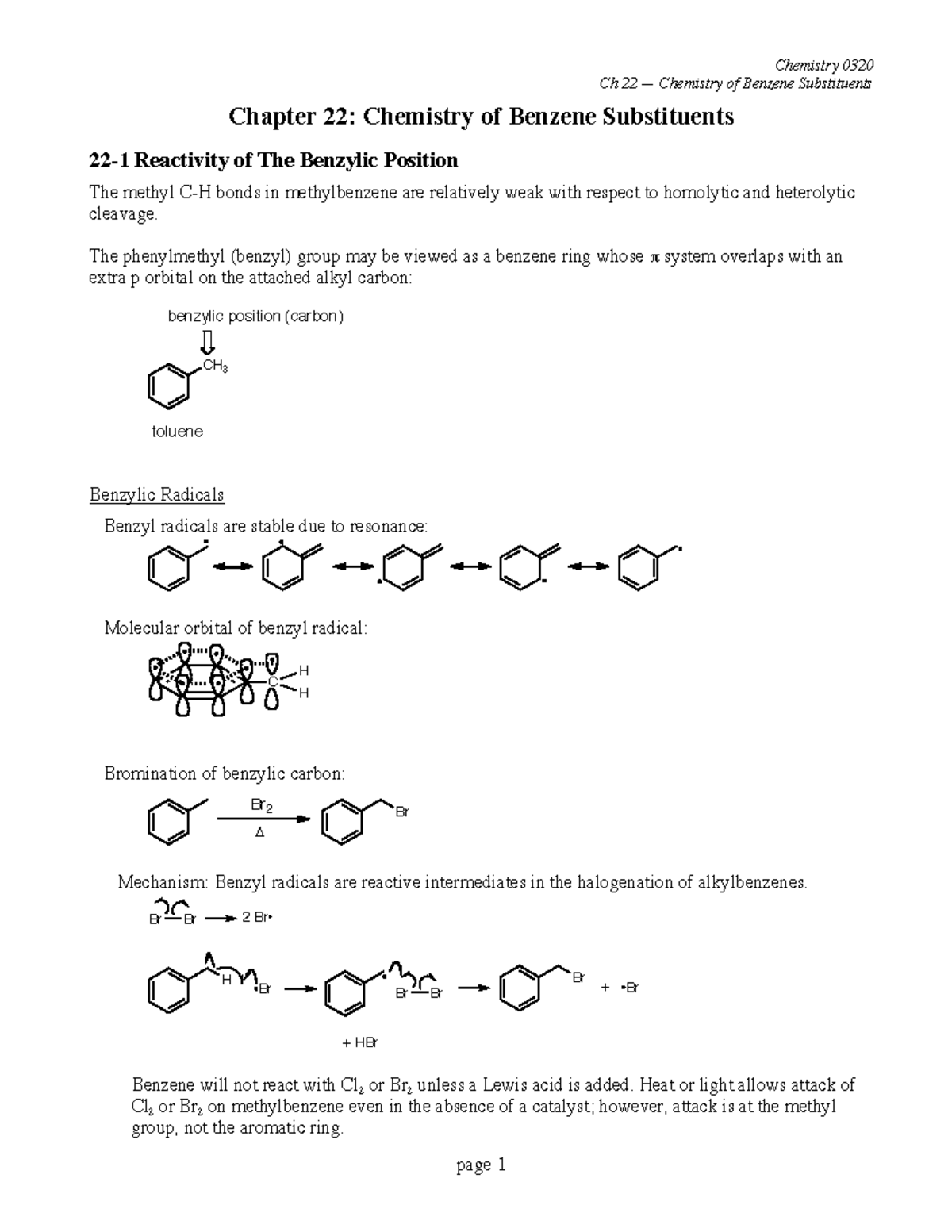 Chapter 22 2014 - Lecture notes 9 - Chemistry 0320 Ch 22 Chemistry of ...