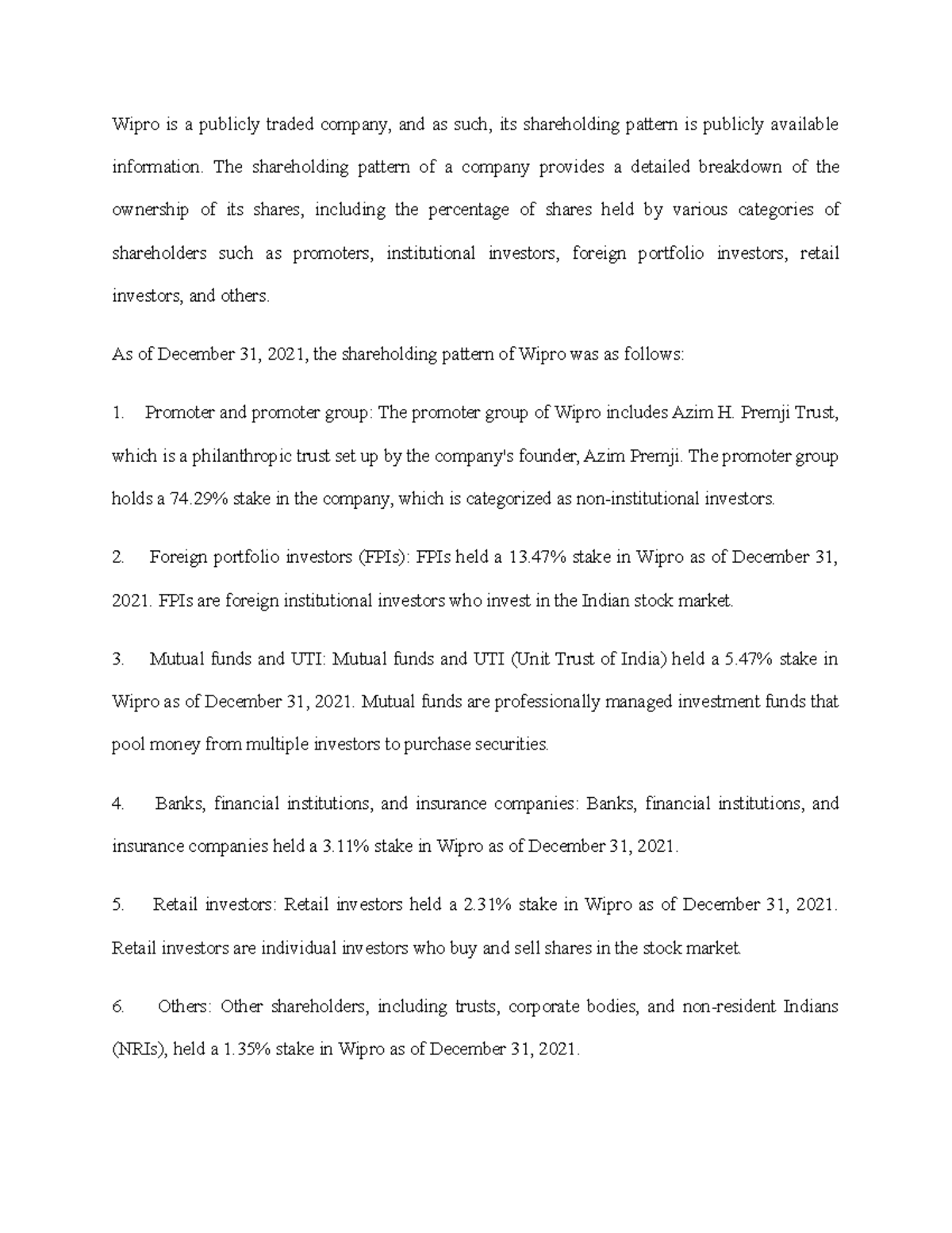 Wipro 25 - Wipro is a publicly traded company, and as such, its ...