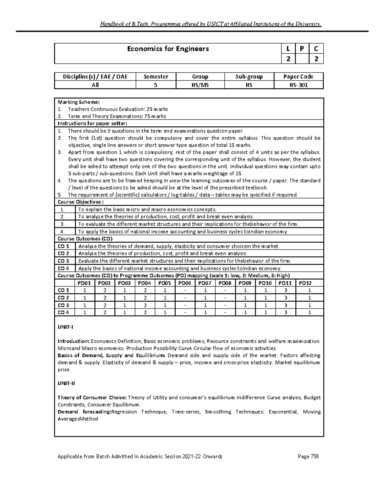 5th Semester Syllabus Removed Economics For Engineers L P C 2 2