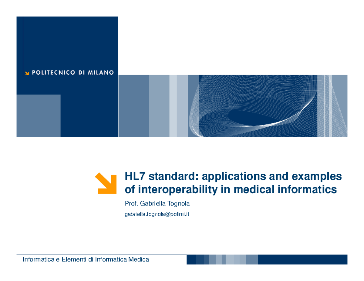HL7 - slide HL/ - HL7 standard: applications and examples of ...