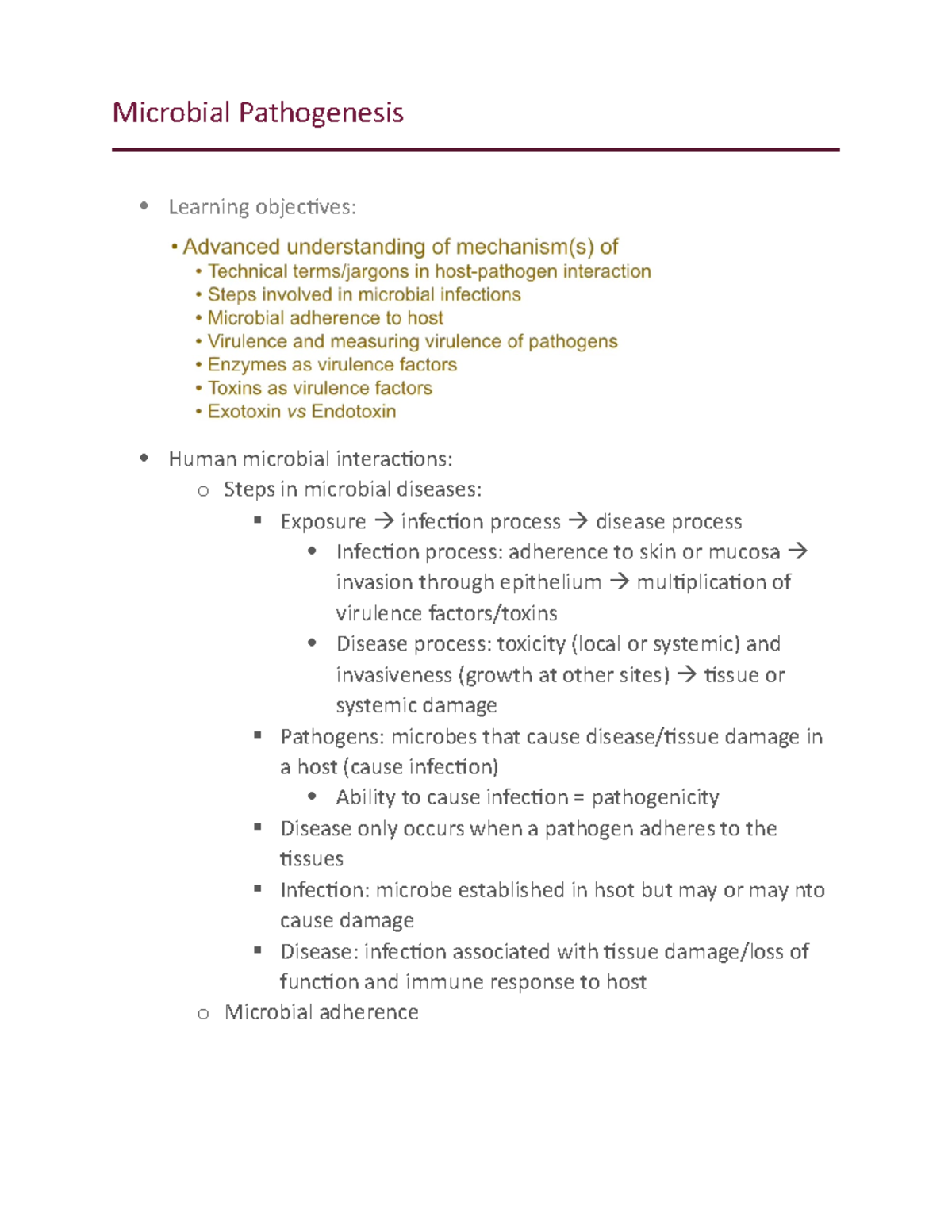 Microbial Pathogenesis - .. microbes attaching to host tissues by ...