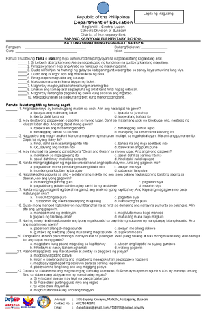 2nd summative Mapeh 2nd Quarter - Republic of the Philippines ...