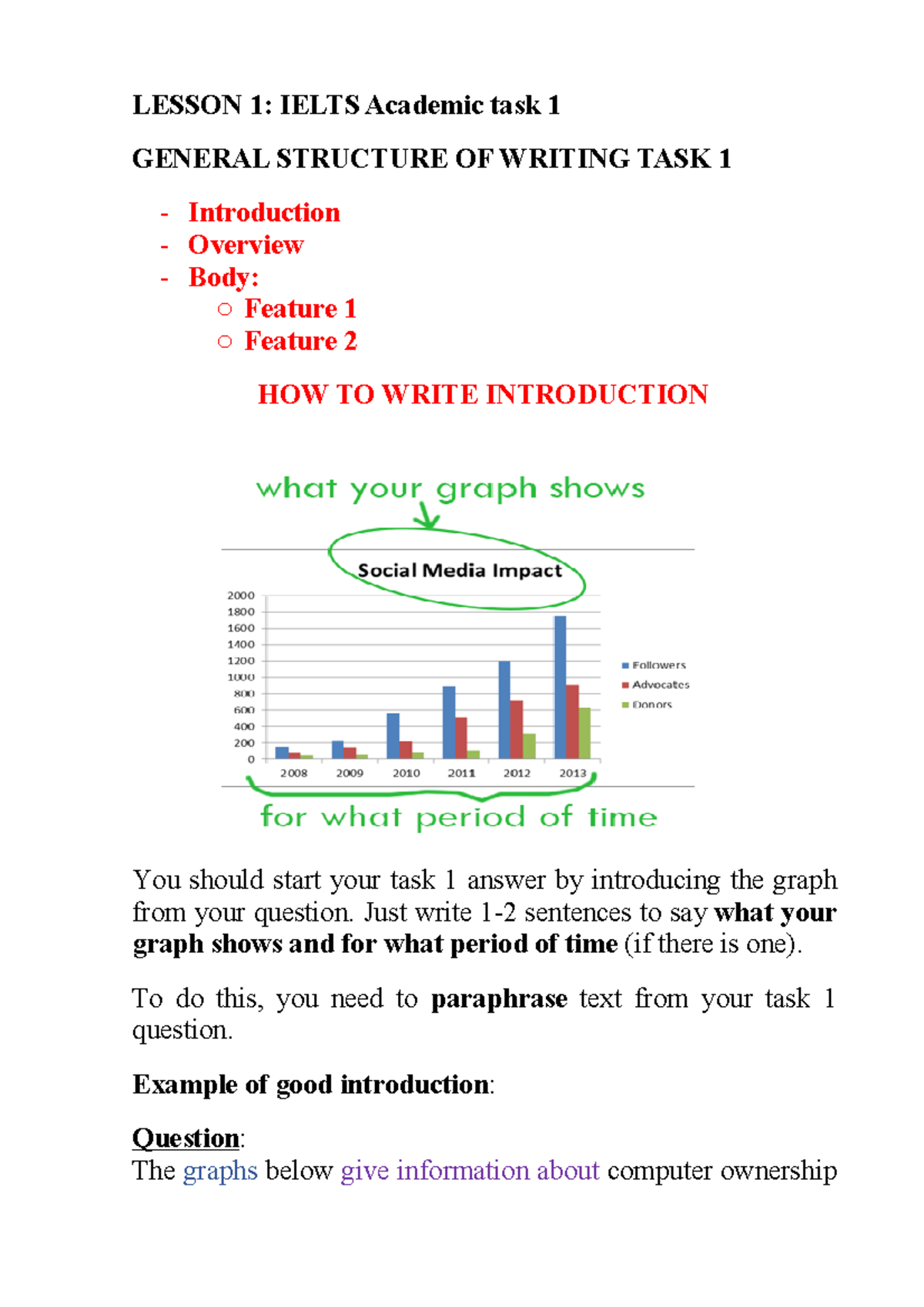 Tài liệu PDF - English - LESSON 1: IELTS Academic task 1 GENERAL ...