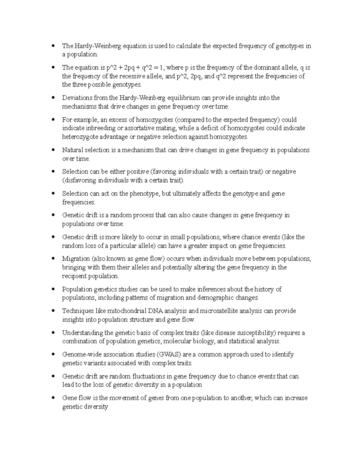 Genes IN Populations Notes 2 - The Hardy-Weinberg equation is used to ...