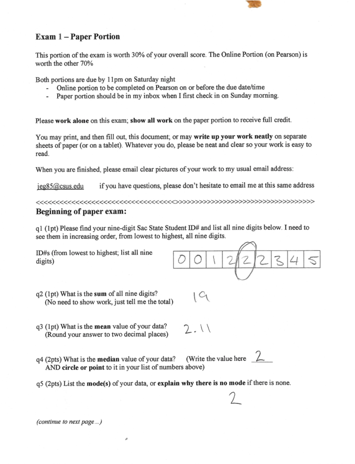 Stats exam 1 paper portion - MTH 205 - Studocu