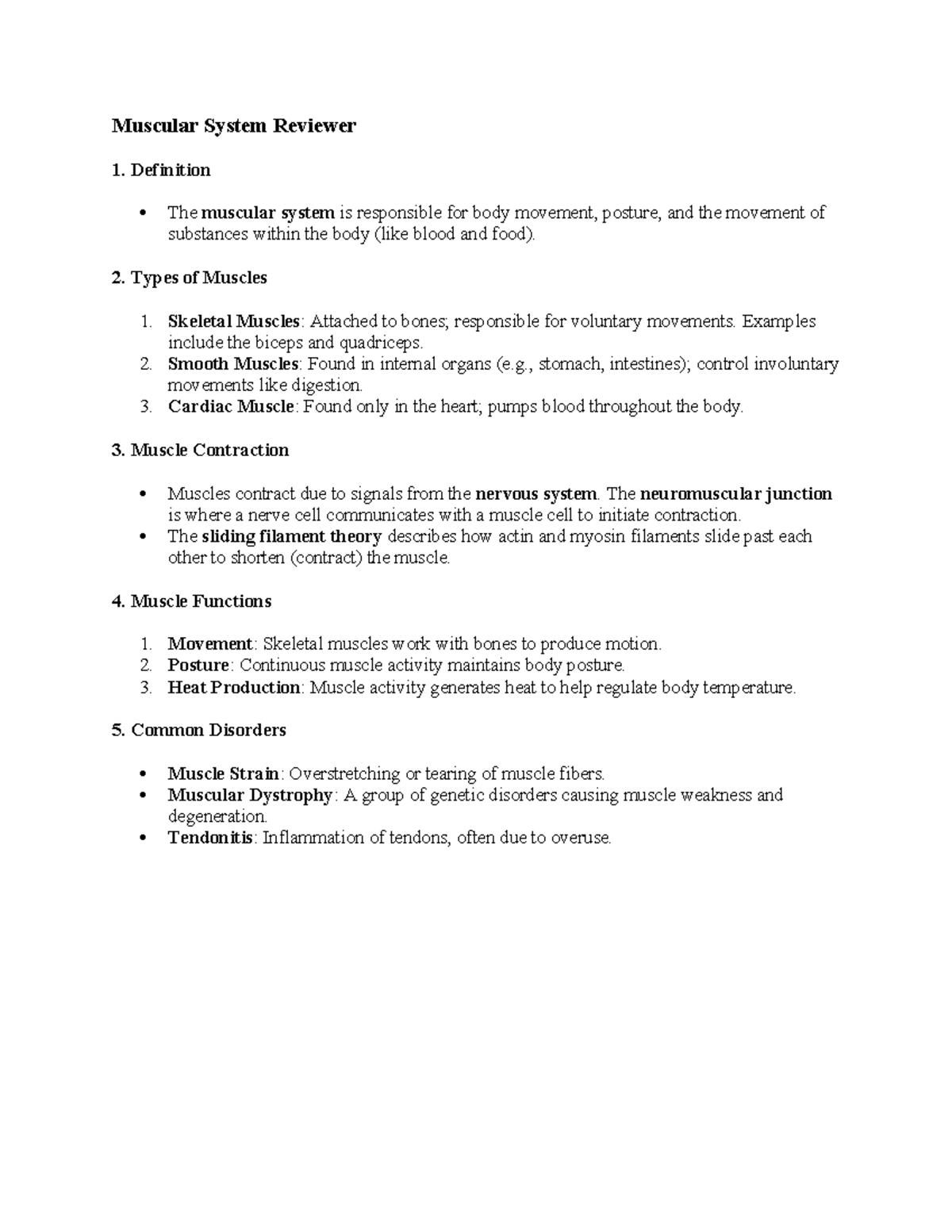 Muscular System Reviewer - Muscular System Reviewer Definition The ...