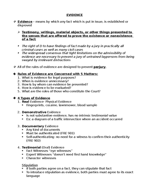 Evidence Outline UIC Law-Ginsburg - - Studocu