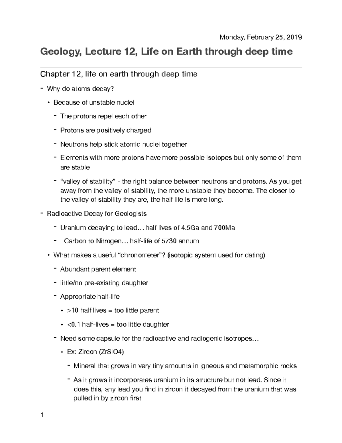 Earth 2, Lecture 12, Life on Earth through deep time - Geology, Lecture ...