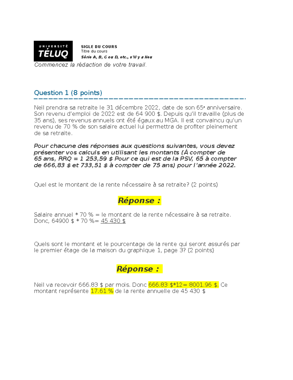 ADM 7012 T1 - bonne note! - SIGLE DU COURS Titre du cours Série A, B, C ...