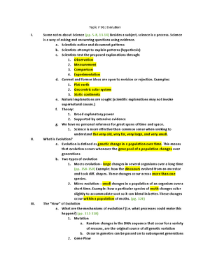 Topic 6 Study Guide - Lecture notes 6 - Topic 6 Study Guide: DNA and ...