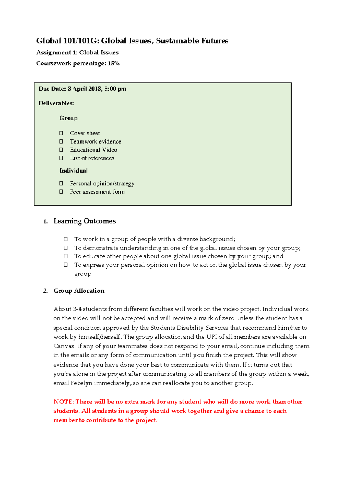 Global 101-101G Assignment 1 2019 - Global 101/101G: Global Issues ...
