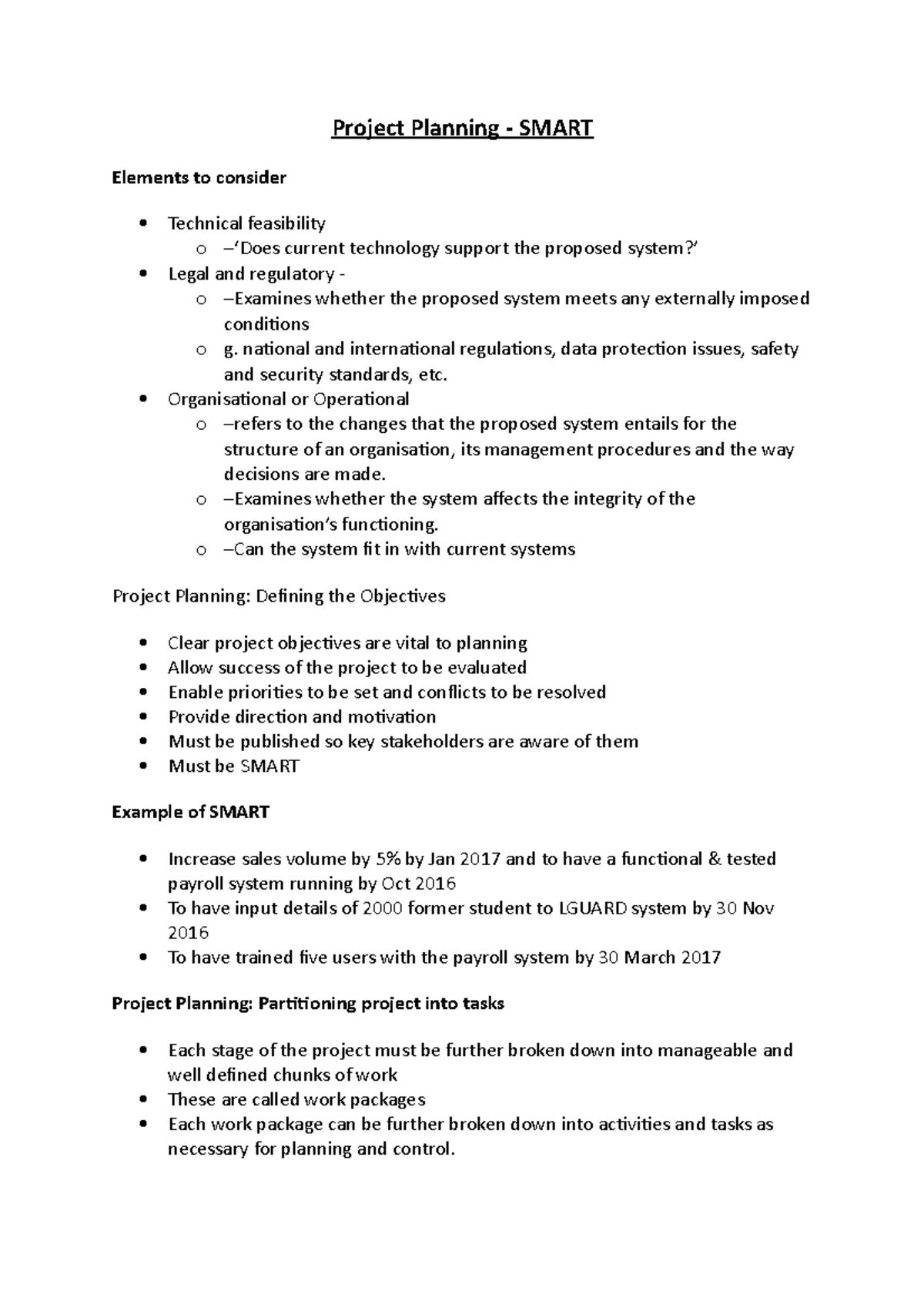 Project Planning - Smart - Project Planning - SMART Elements to ...