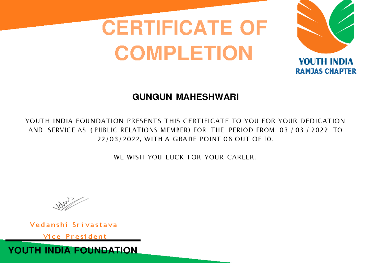 Gungun maheshwari - Hey - BSc. life sciences - CERTIFICATE OF ...