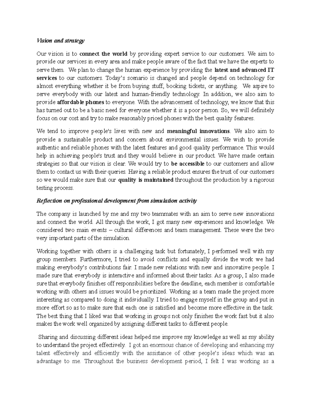 4236 Part B - Management reflection coursework for project task ...