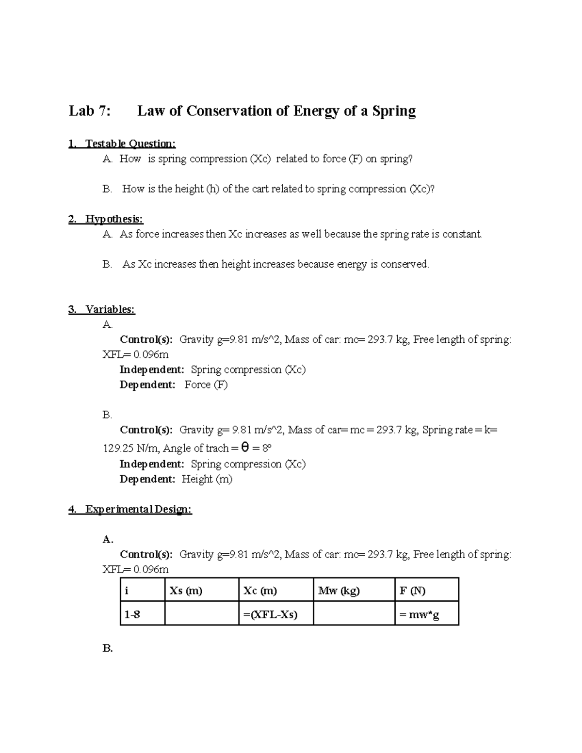 PHY111L Lab 7 Conservation of energy of a spring 3 - Lab 7: Law of ...