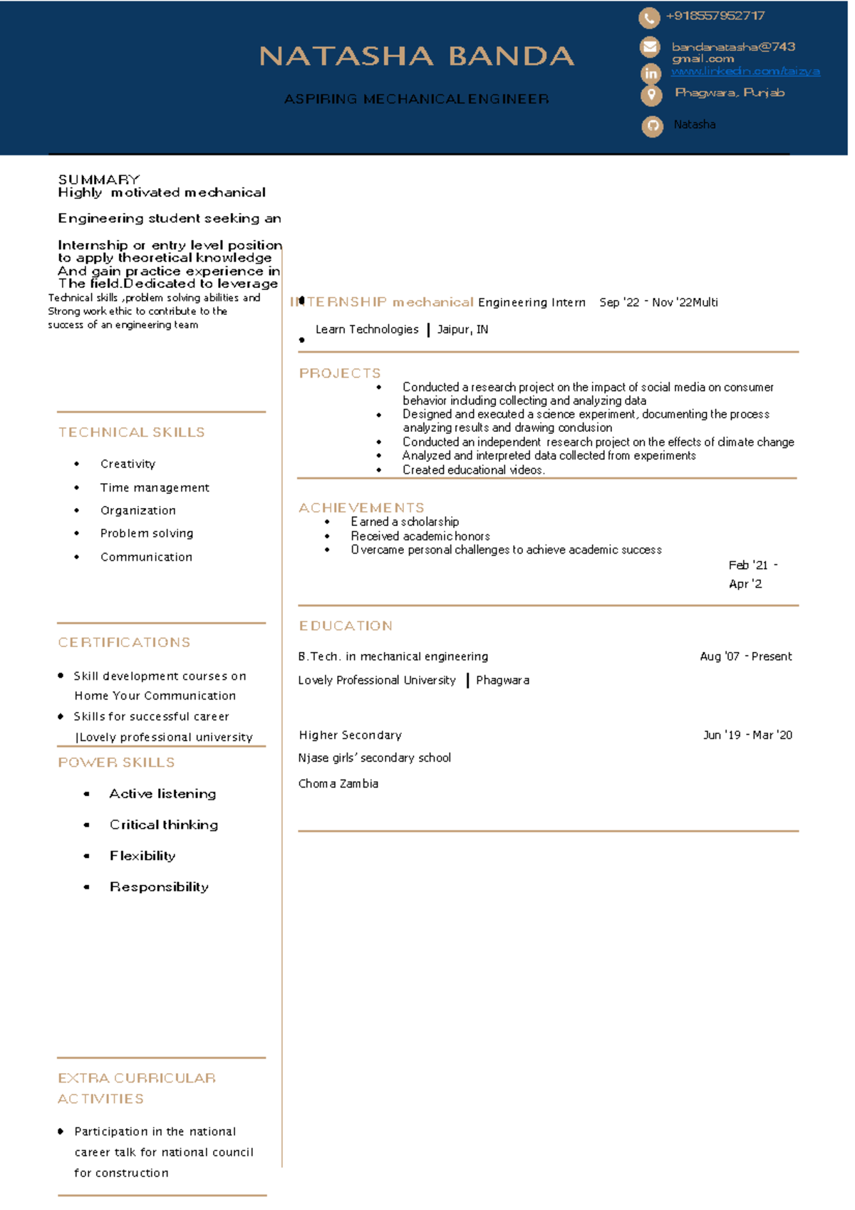 Natasha Banda 12322861-14- M2301 - NATASHA BANDA ASPIRING MECHANICAL ...