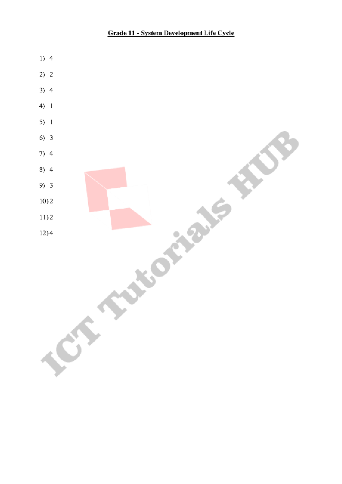 G11 Lesson 02 MCQ Answer - Computer Studies - Grade 11 - System ...