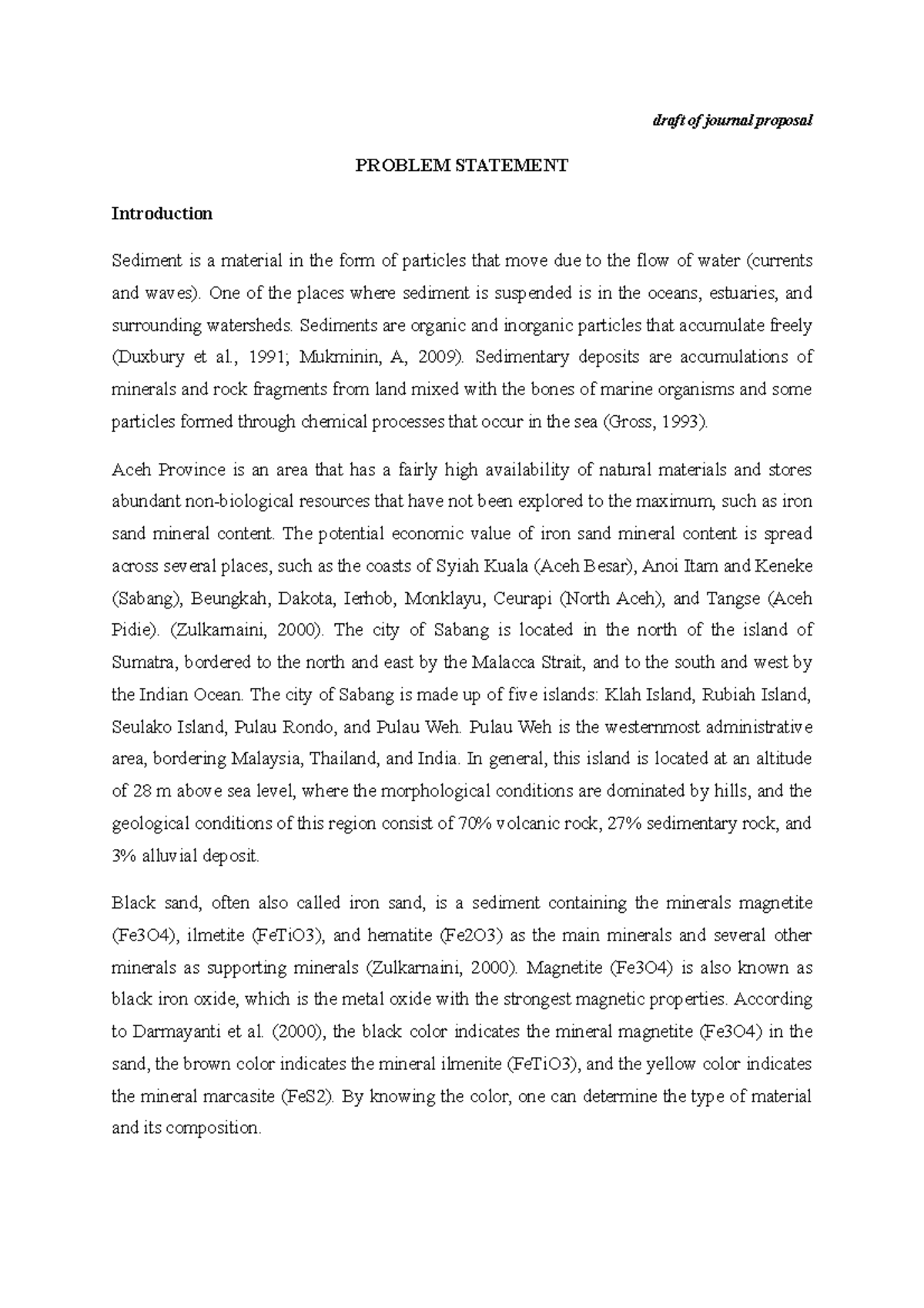 Draft Journal proposal - draft of journal proposal PROBLEM STATEMENT ...