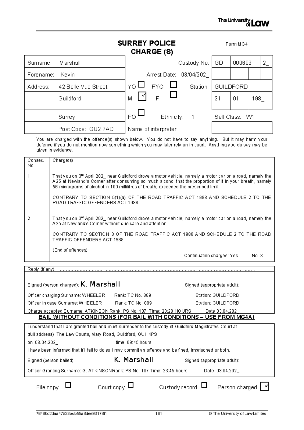 Kevin Marshall CASE Study - SURREY POLICE Form MG CHARGE (S) Surname ...