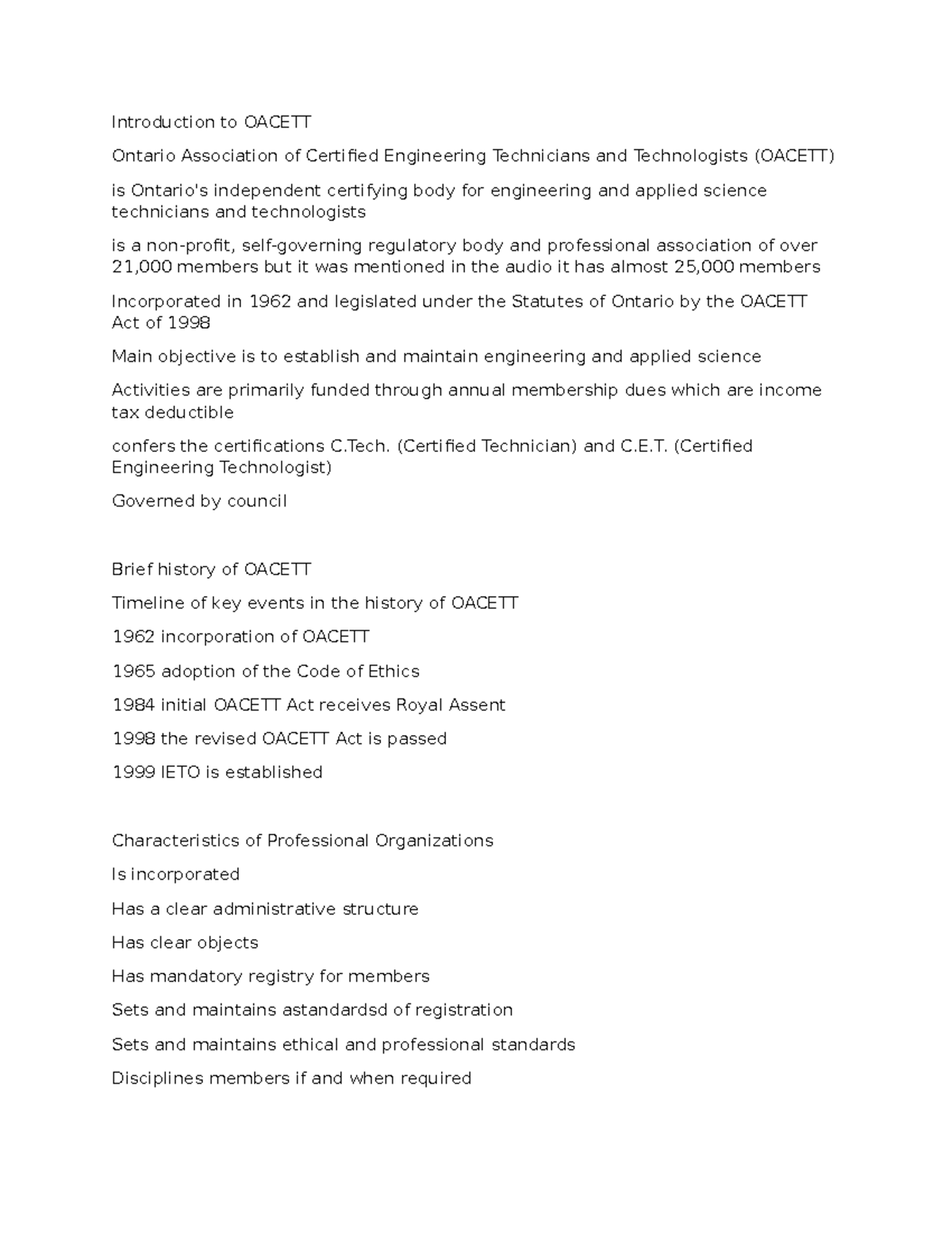 AMEG212 - WK05 - Oacett - Lecture 4 - Introduction to OACETT Ontario ...