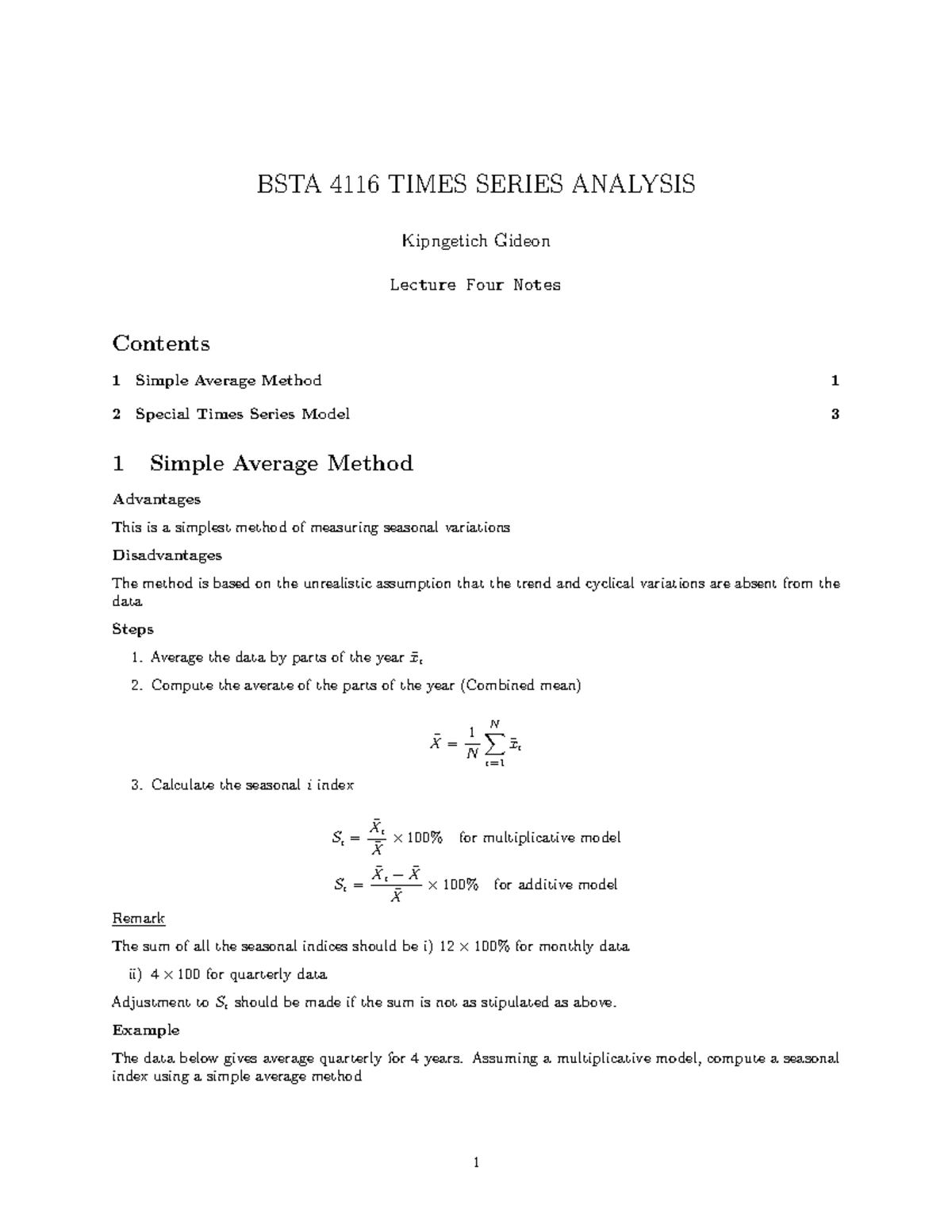 Lecture-Four - BSTA 4116 TIMES SERIES ANALYSIS Kipngetich Gideon ...