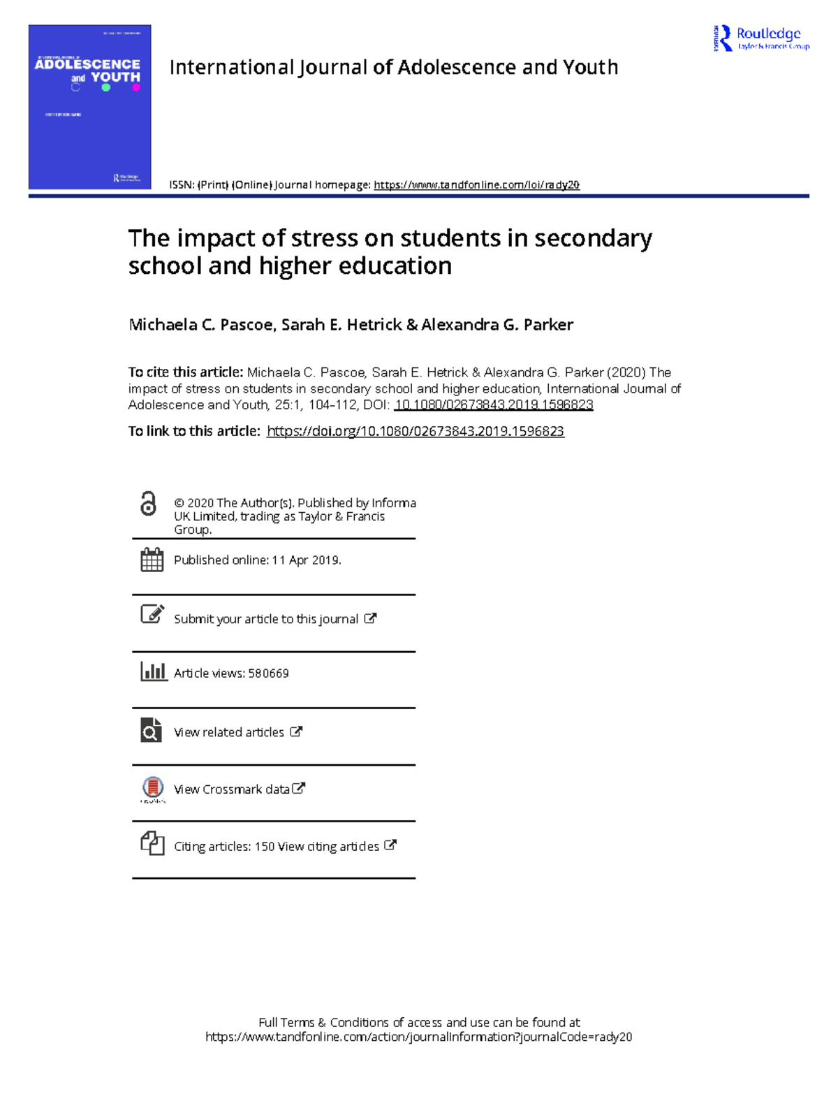 The impact of stress on students in secondary school and higher ...