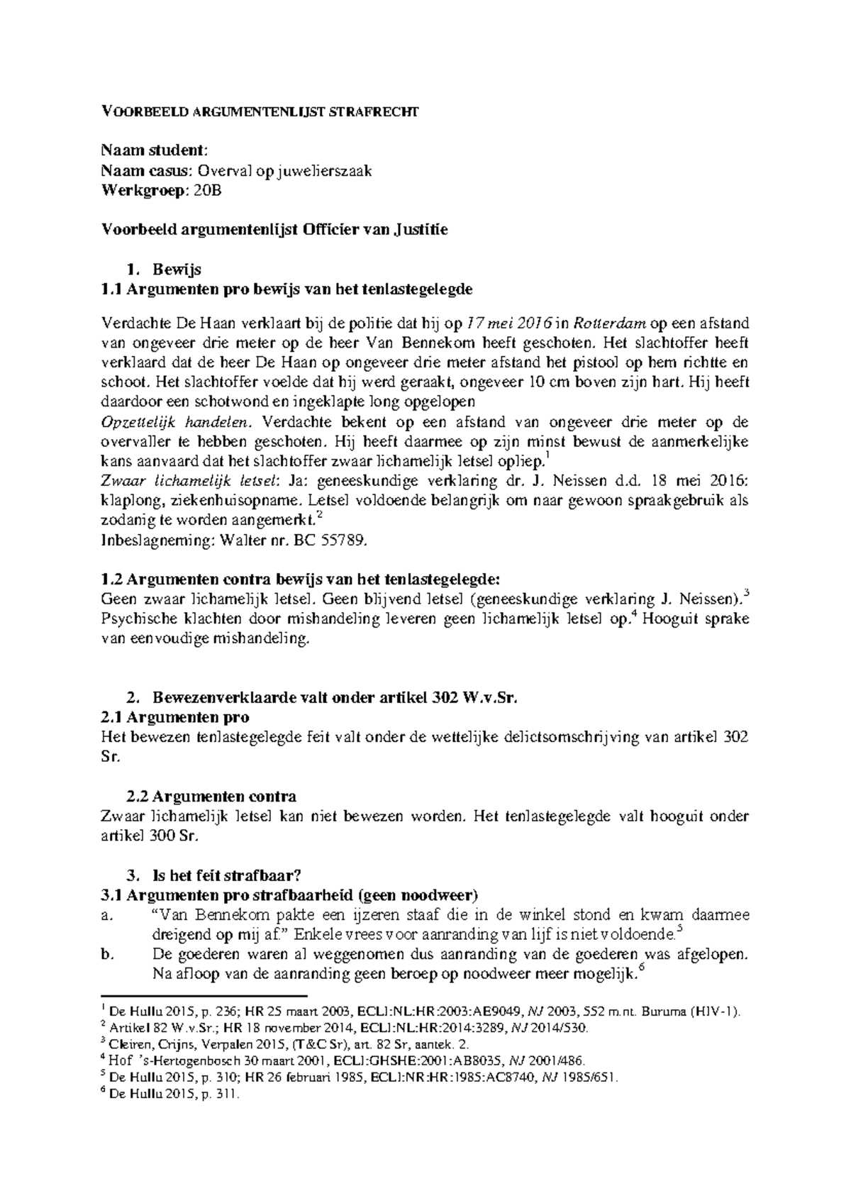 Voorbeeld argumentenlijst strafrecht - VOORBEELD ARGUMENTENLIJST ...