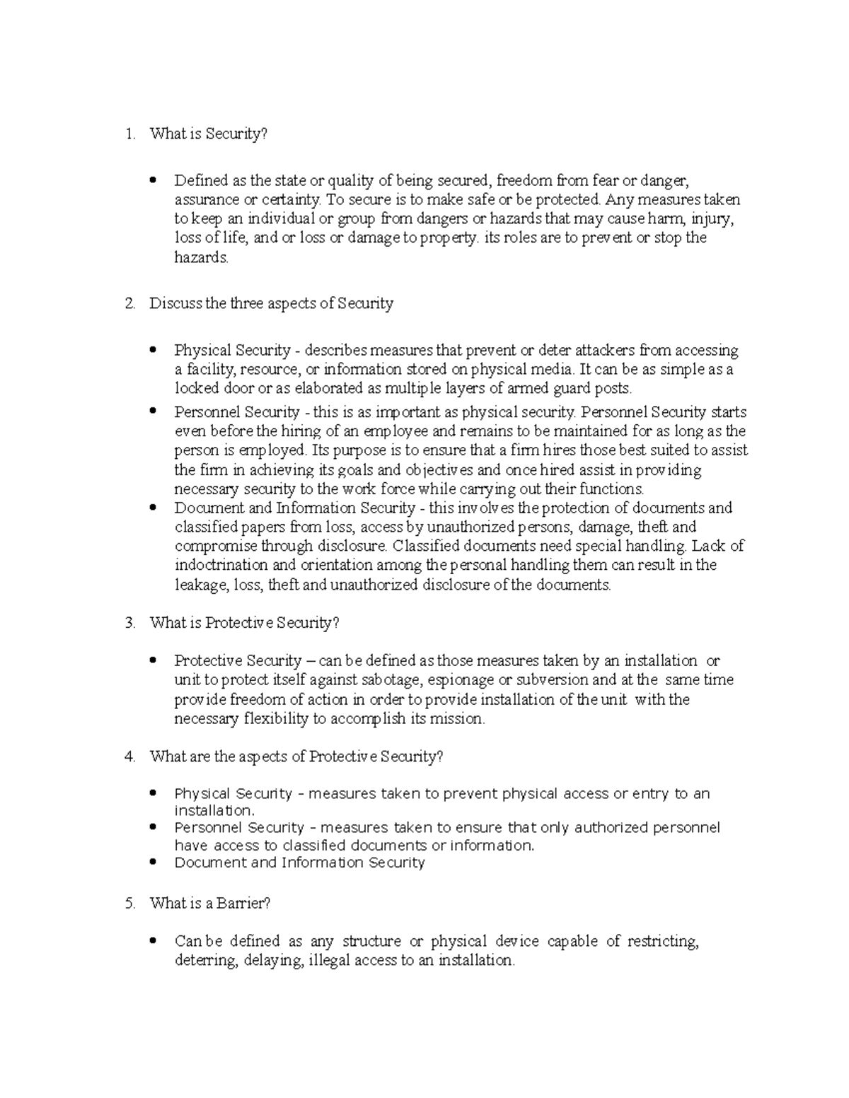 What is Security - • Defined as the state or quality of being secured ...