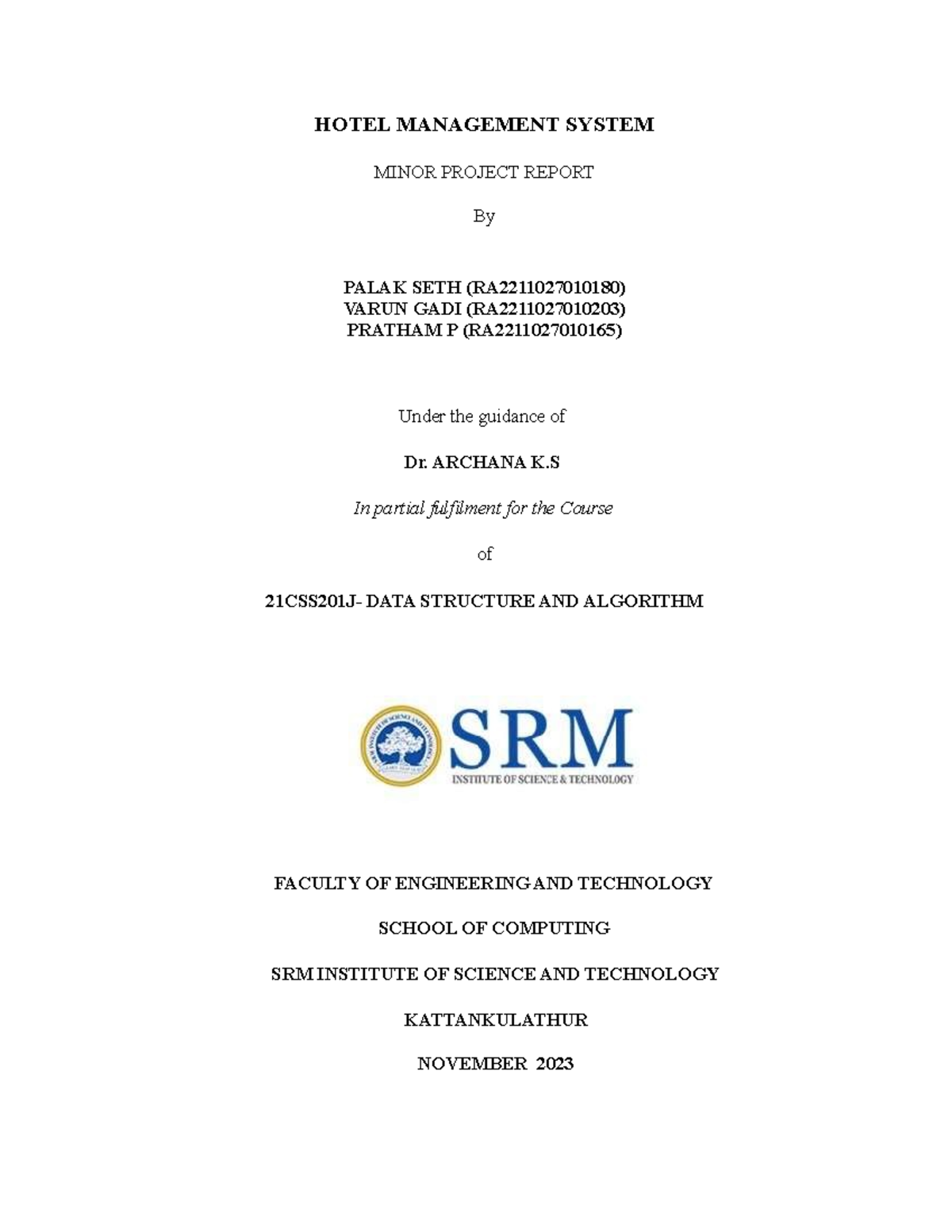 DSA Report Final - DSA REPROT - Solutions Manual for Robert B. Cooper's Introduction to Queueing ...