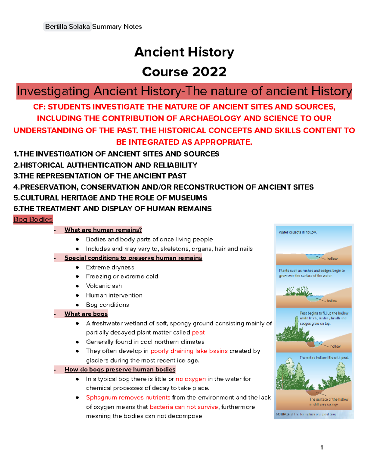 Ancient History Notes - Ancient History Course 2022 Investigating ...