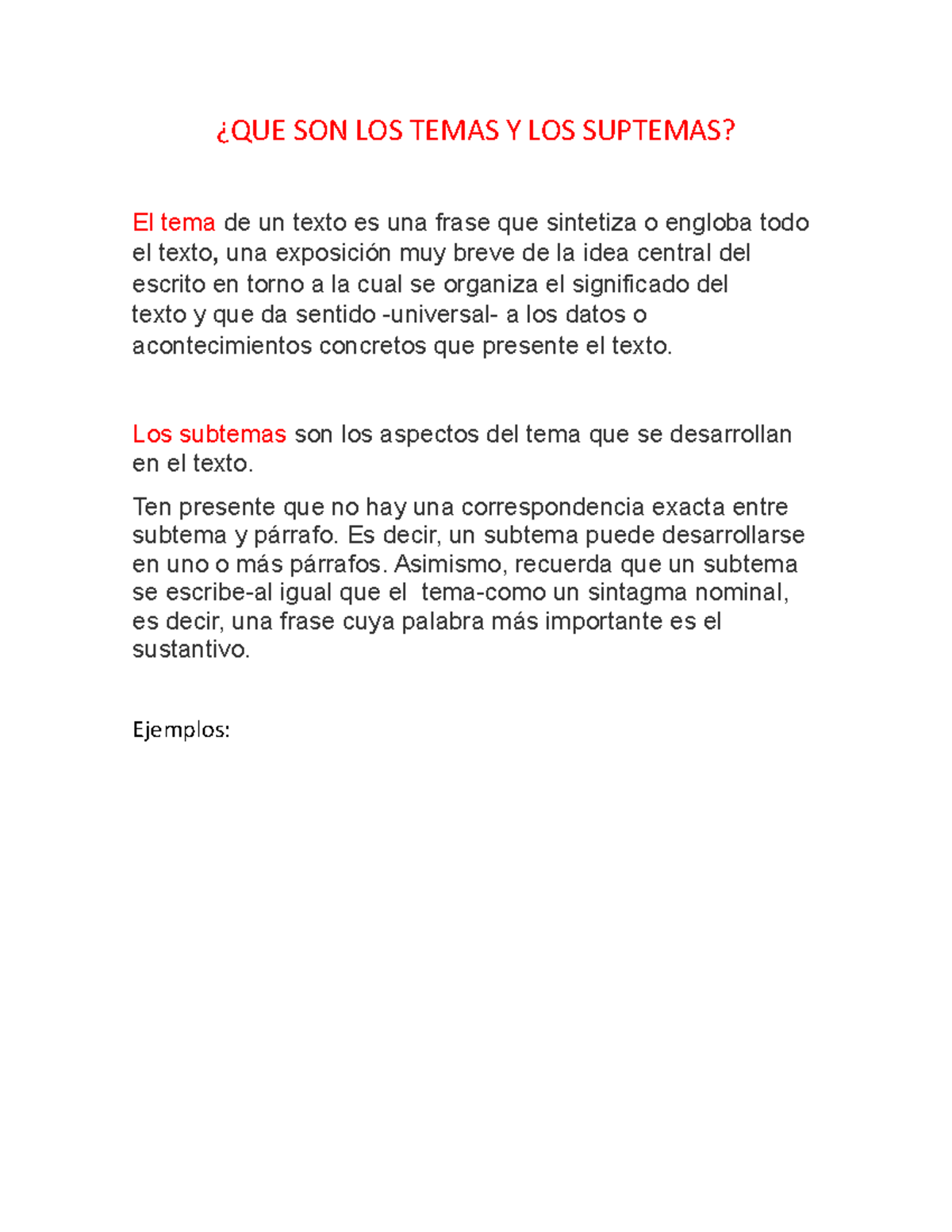 QUE SON LOS Temas Y LOS Suptemas - ¿QUE SON LOS TEMAS Y LOS SUPTEMAS ...