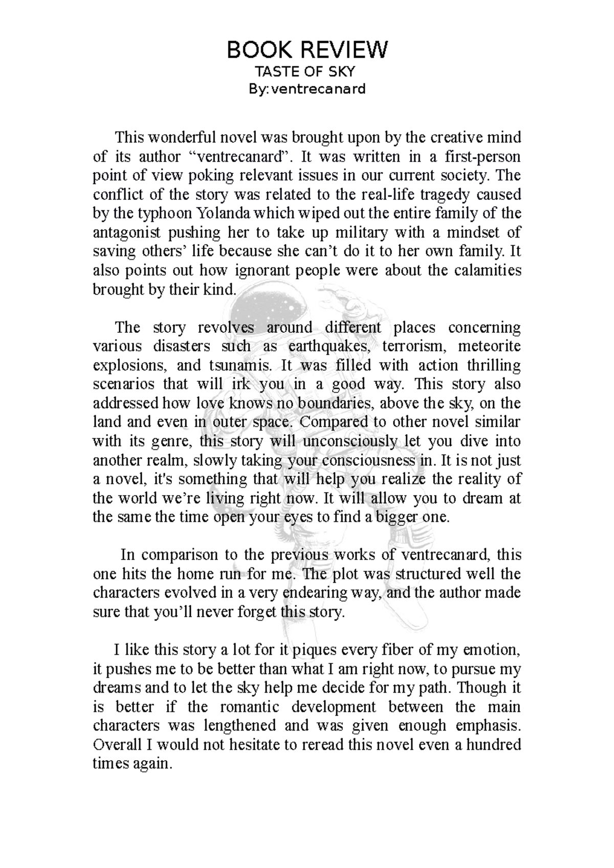 BOOK Review - BOOK REVIEW TASTE OF SKY By:ventrecanard This wonderful ...