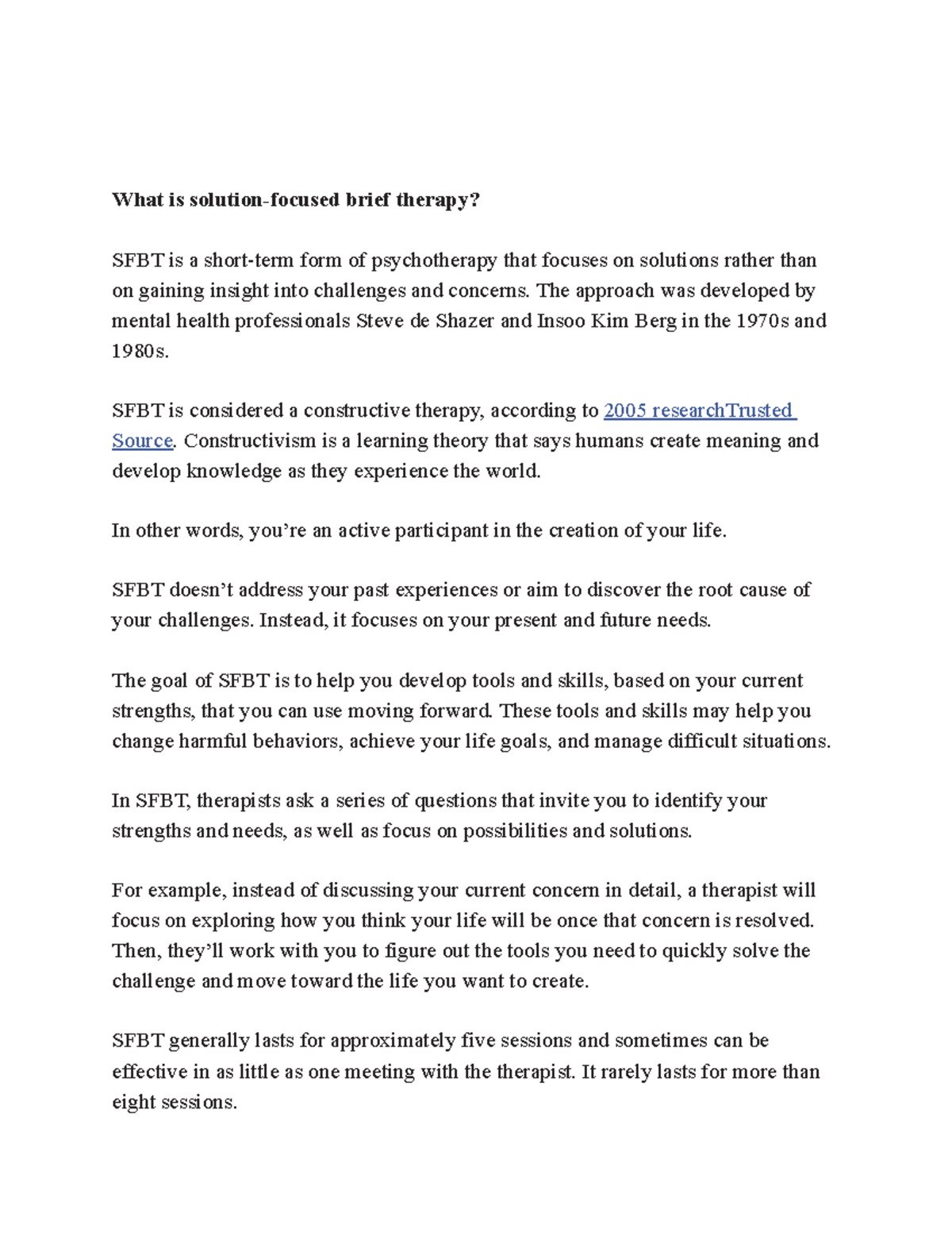 What is solution - What is solution-focused brief therapy? SFBT is a ...