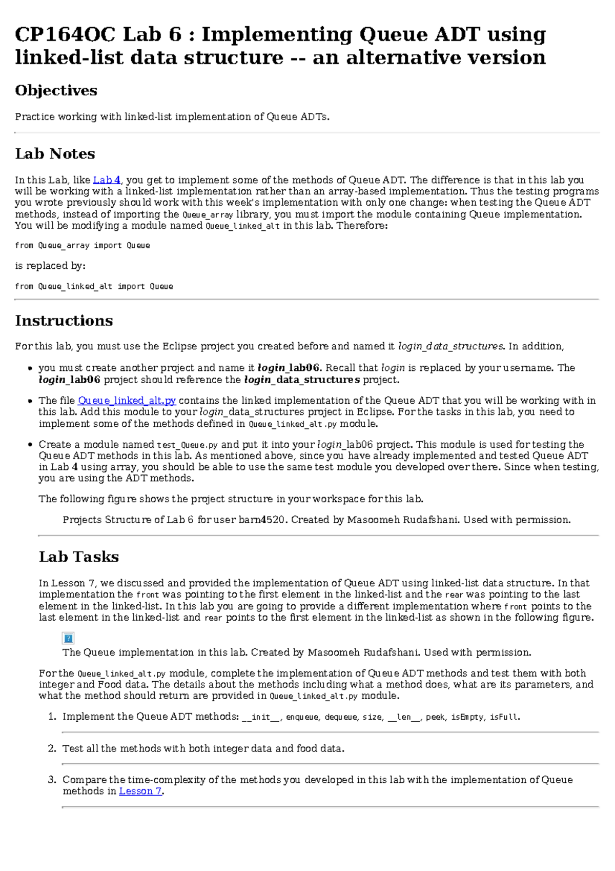 Lab06linked Stack Cp164oc Lab 6 Implementing Queue Adt Using Linked List Data Structure An