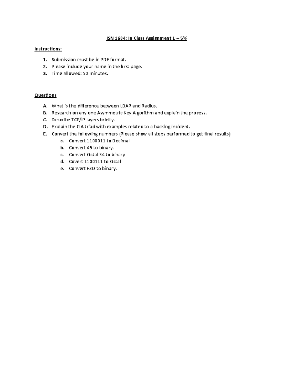 In Class Assignment 1 - Project proposal - ISN 1604: In Class ...