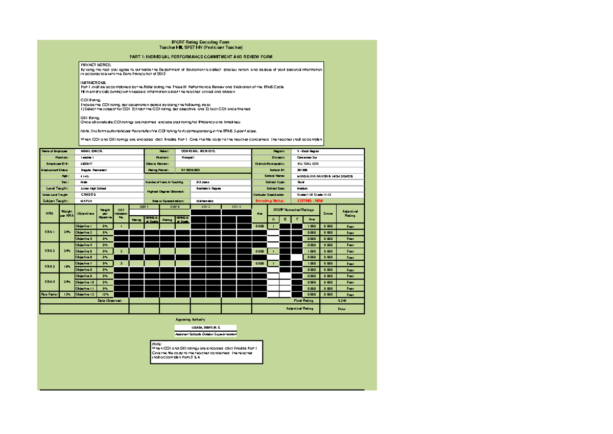 IDP DONE1 2020-2021 - n/a - Rating RPMS 5- pt Scale Rating RPMS 5- pt ...