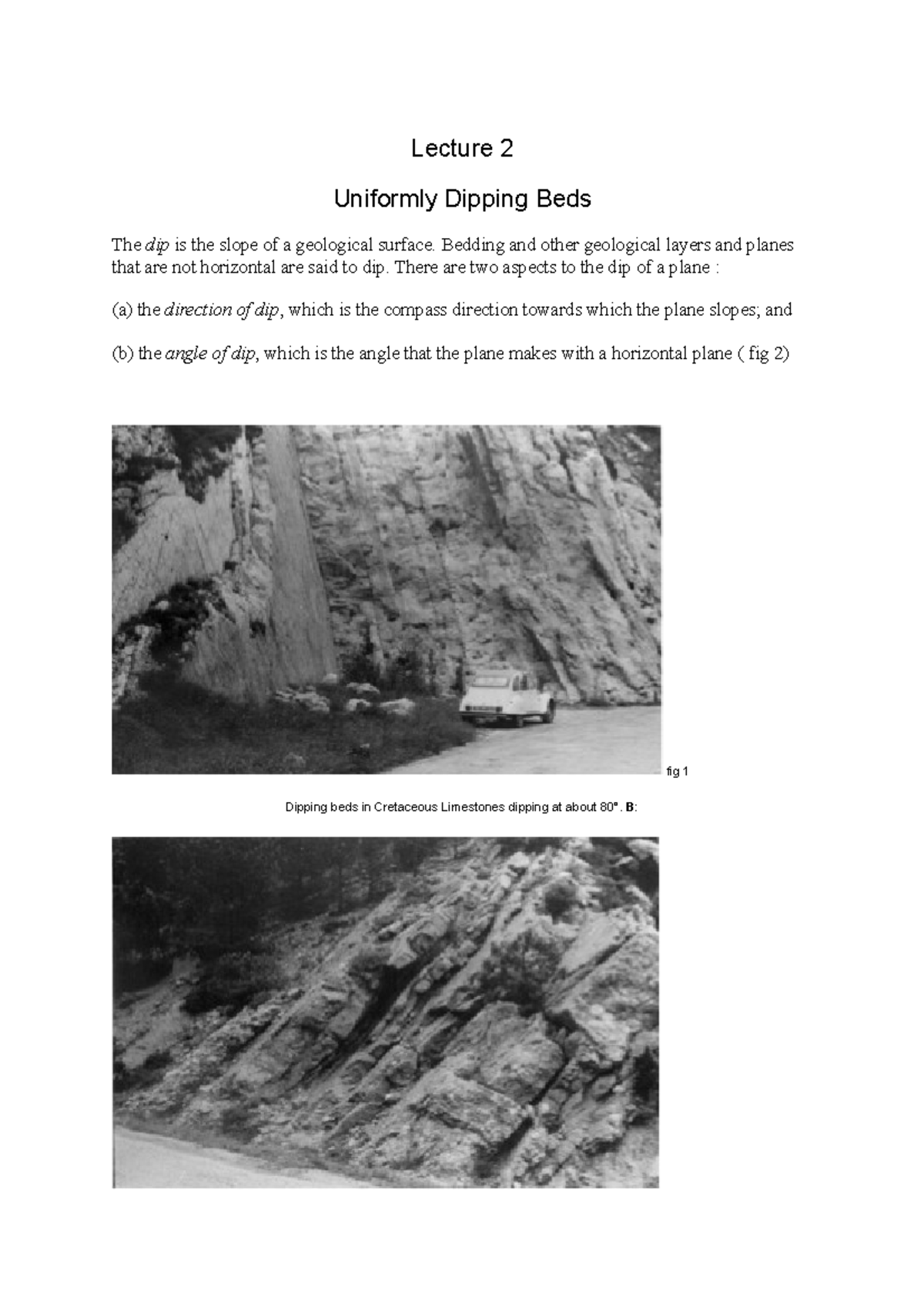 OCEAN & ALLUVIAL MI NING - Lecture 2 Uniformly Dipping Beds The dip is ...